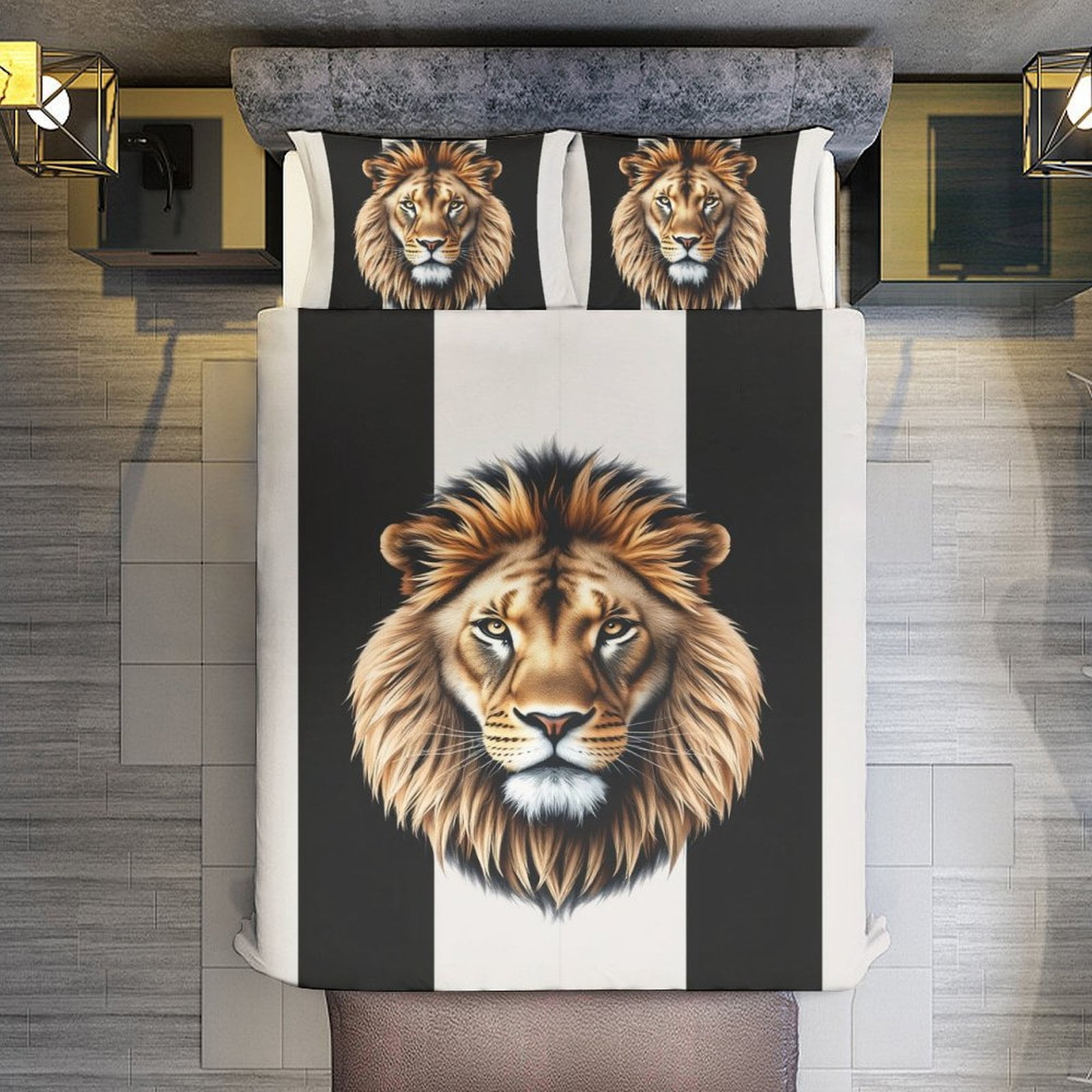 Bedding Set Majestic Lion Portrait Duvet Cover Pillowcase Bedroom ...