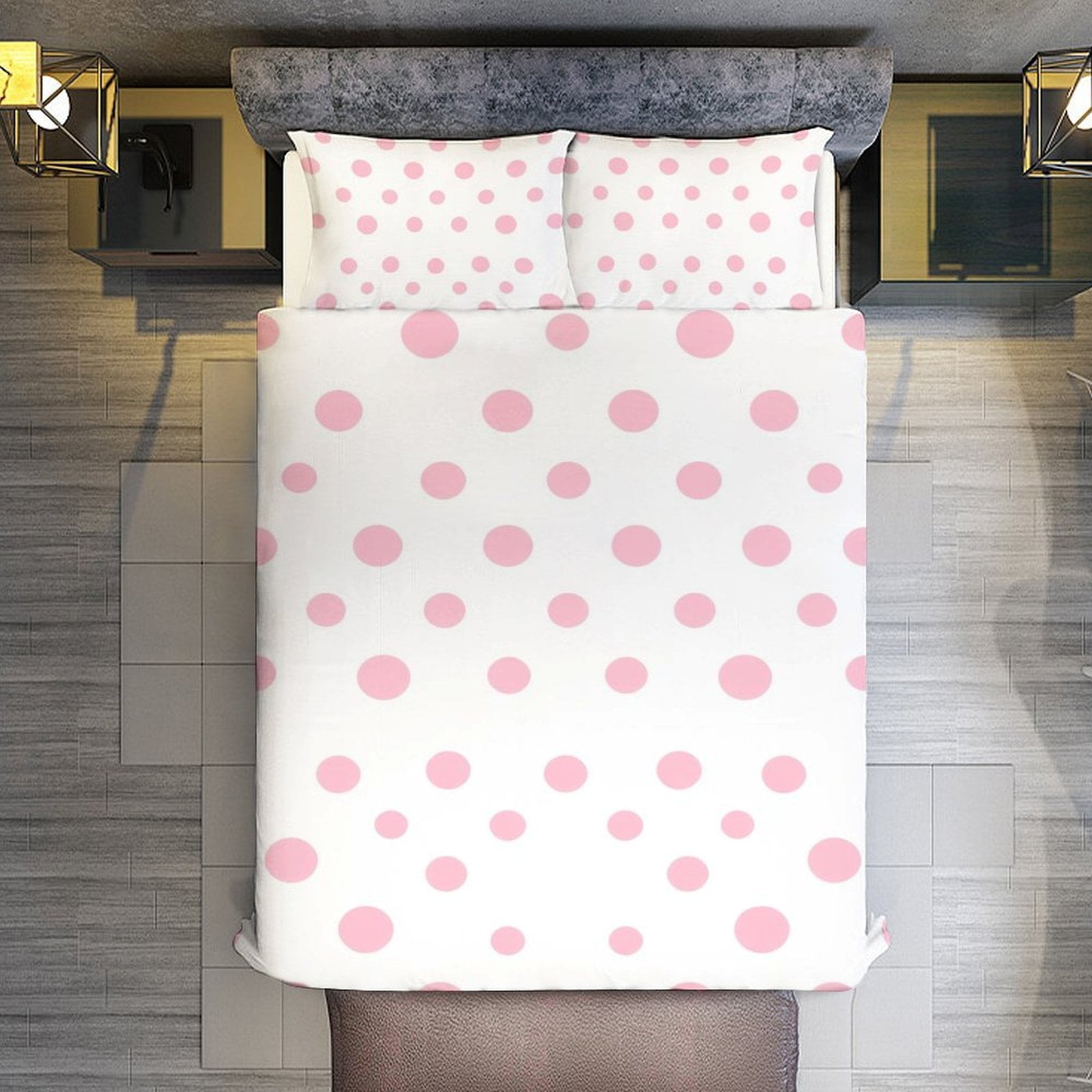 Bedding Set Pink Polka Dot Pattern Duvet Cover Pillowcase Bedroom ...