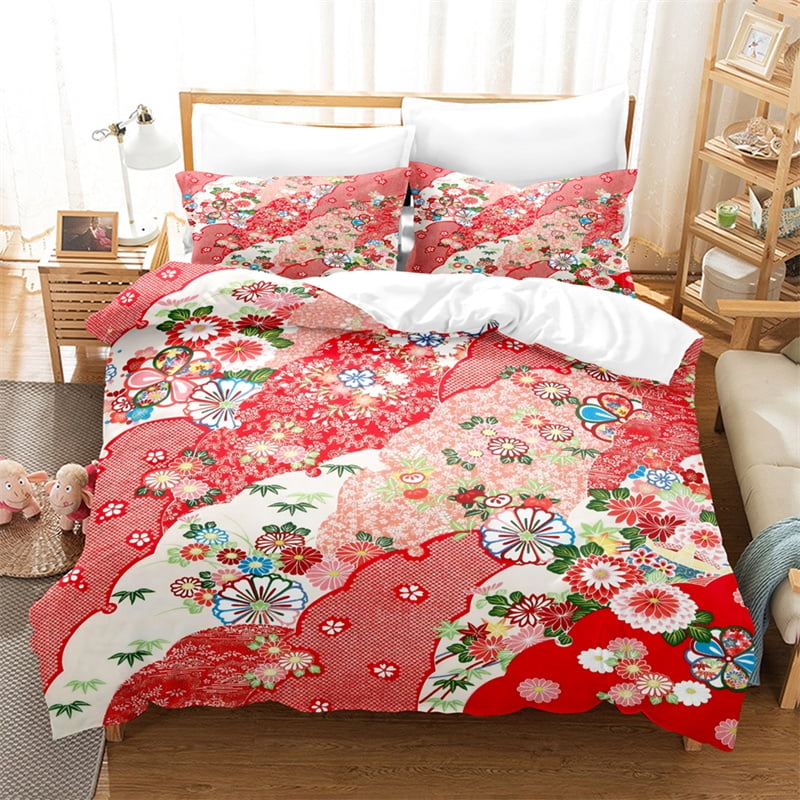 Bedding Set Red Big Flower Duvet Cover High-grade Comforter Bedding ...