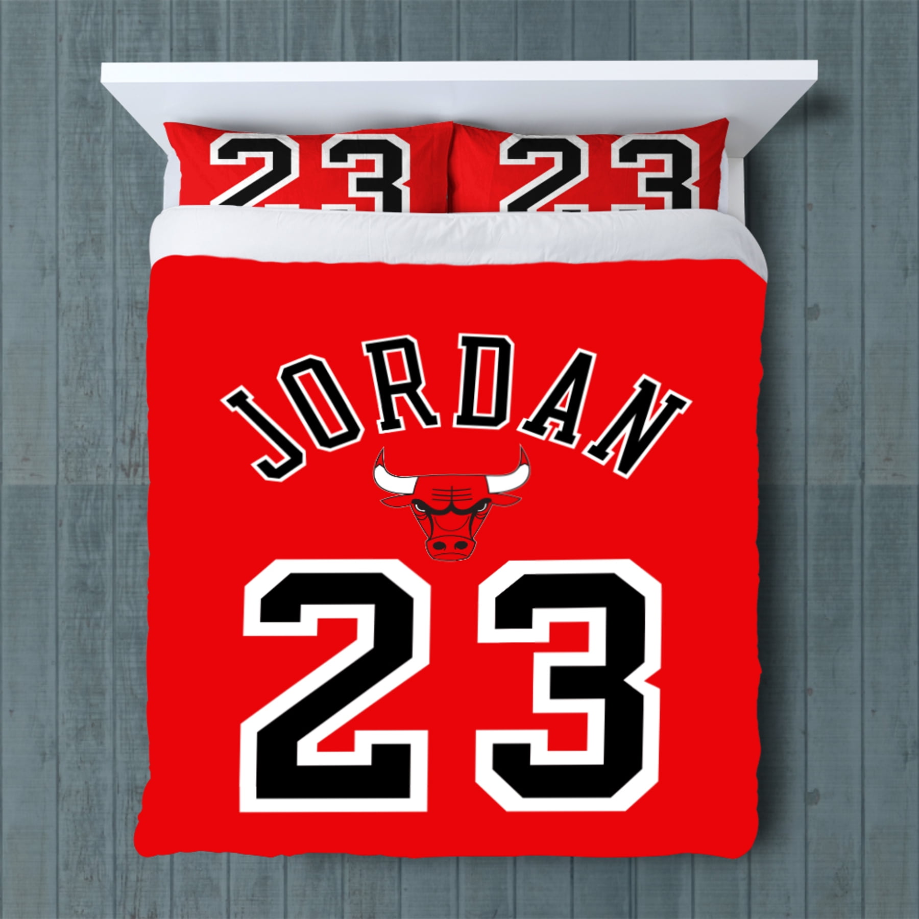 Bedding Set Red & Black Comforter with Jersey Design Includes & Name 23 ...