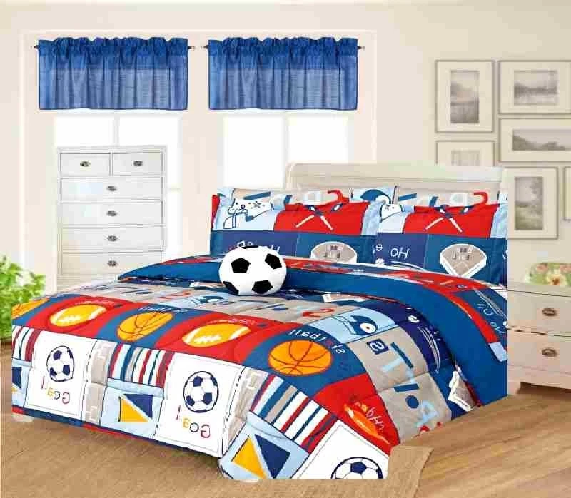 Bedding Set Reversible Full Size 8-Piece Patchwork Soccer Bed in Bag ...