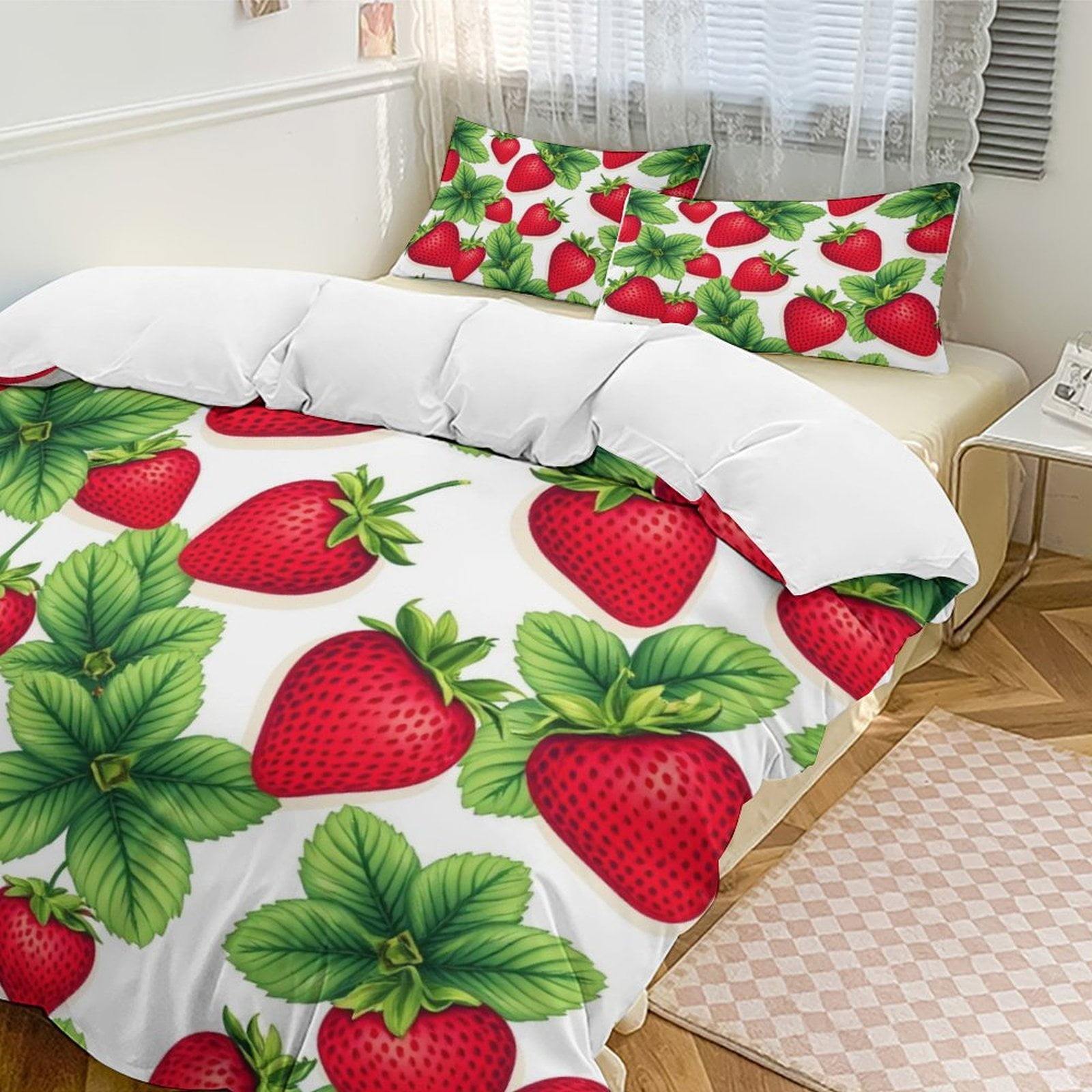 Bedding Set Strawberry Seamless Pattern Bat Duvet Cover Set Comforter ...