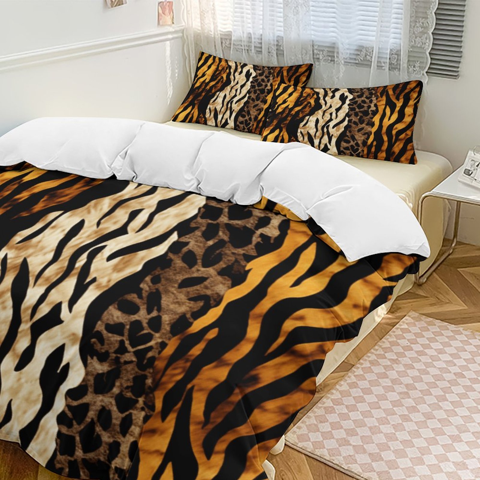 Bedding Set Stripe Duvet Cover Set Comforter Cover Ultra-Soft Polyester ...