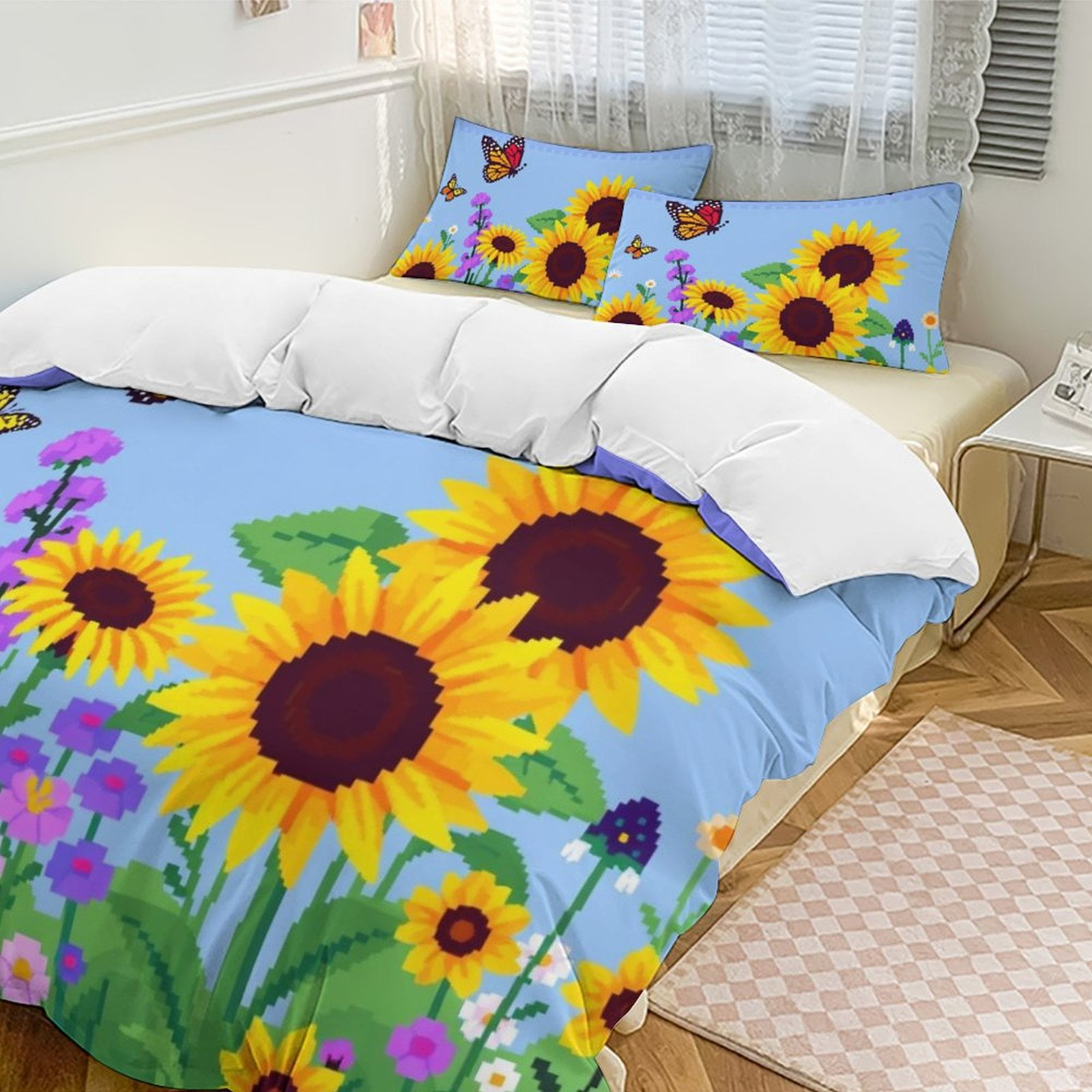 Bedding Set Sunny Floral Butterflies Bat Duvet Cover Set Comforter ...