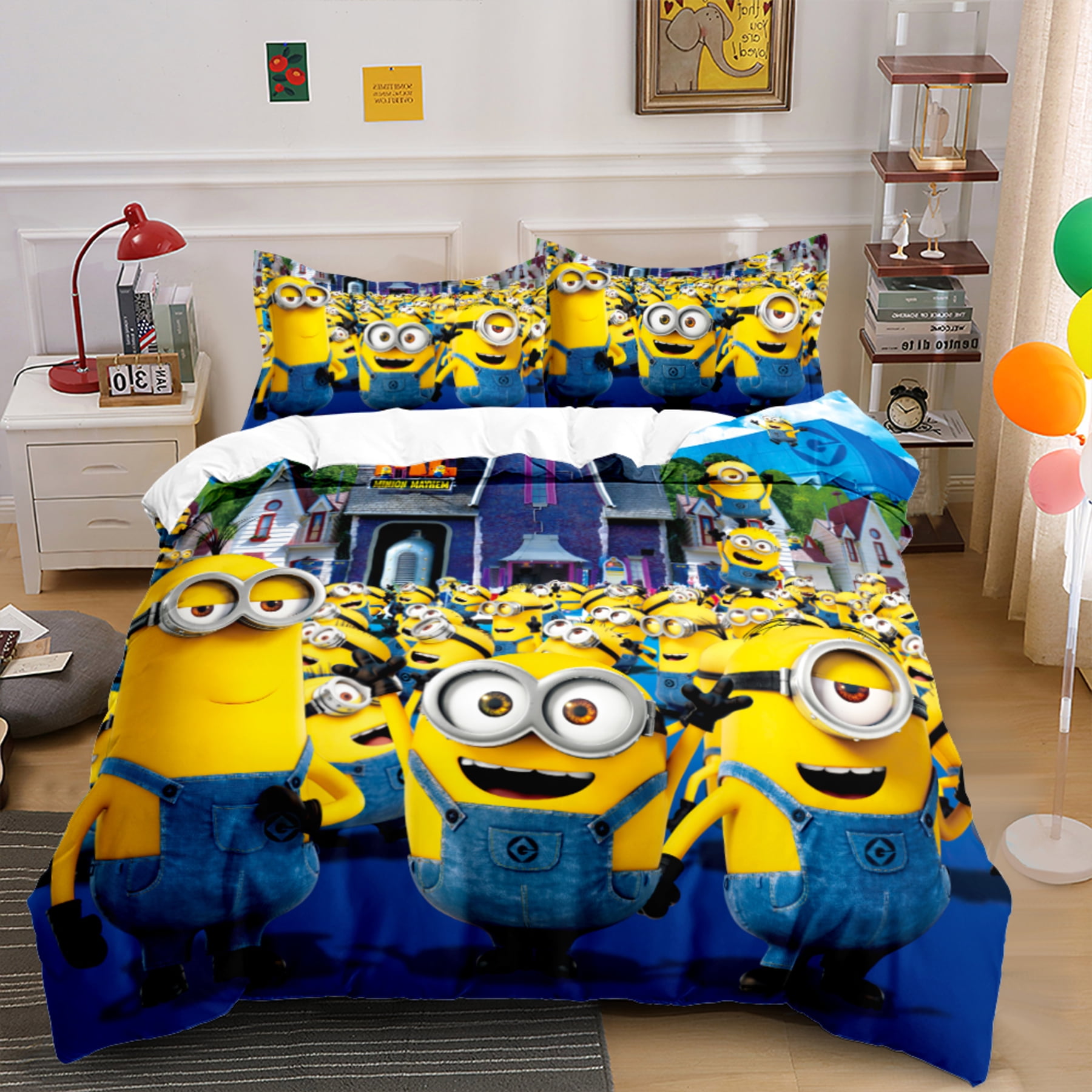 Bedding Set Vibrant Blue Background Detailed Print High Long-Lasting ...
