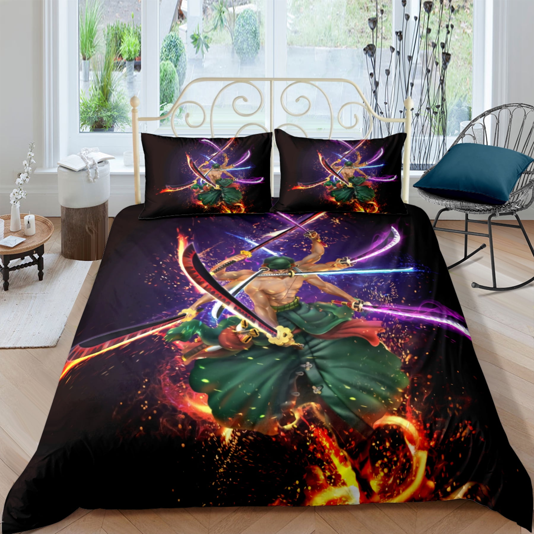 Bedding Set Vibrant Flames & Detailed Artwork for Anime Fans - Walmart.com