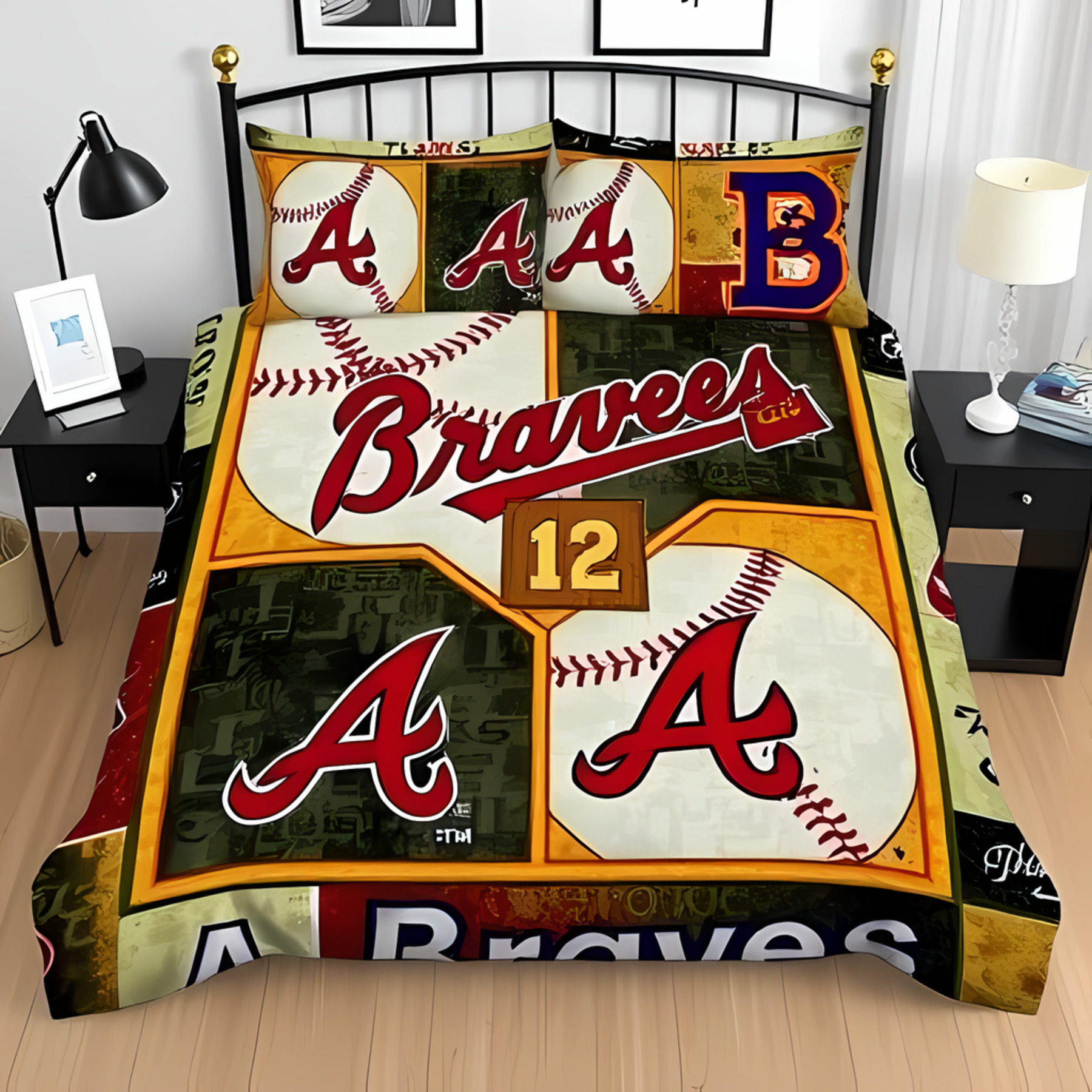 Bedding Set Vintage Style Duvet Cover with Team & Number 12 Perfect for ...