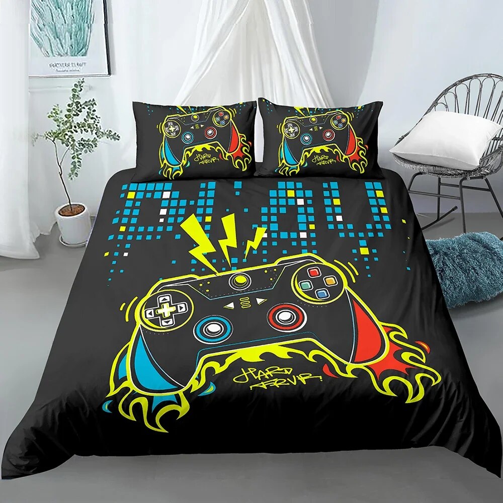 Bedding Set for Boys Modern Gamer Comforter Cover Video Game Duvet ...