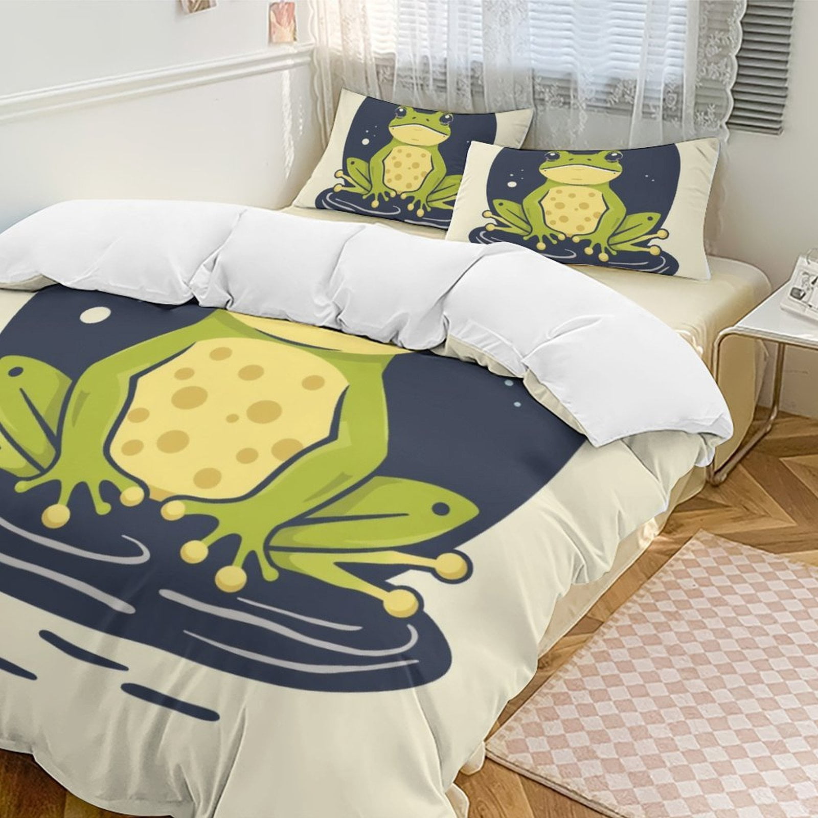 Bedding Set for Boys Women Men Modern Cartoon Frog Polyester Comforter ...