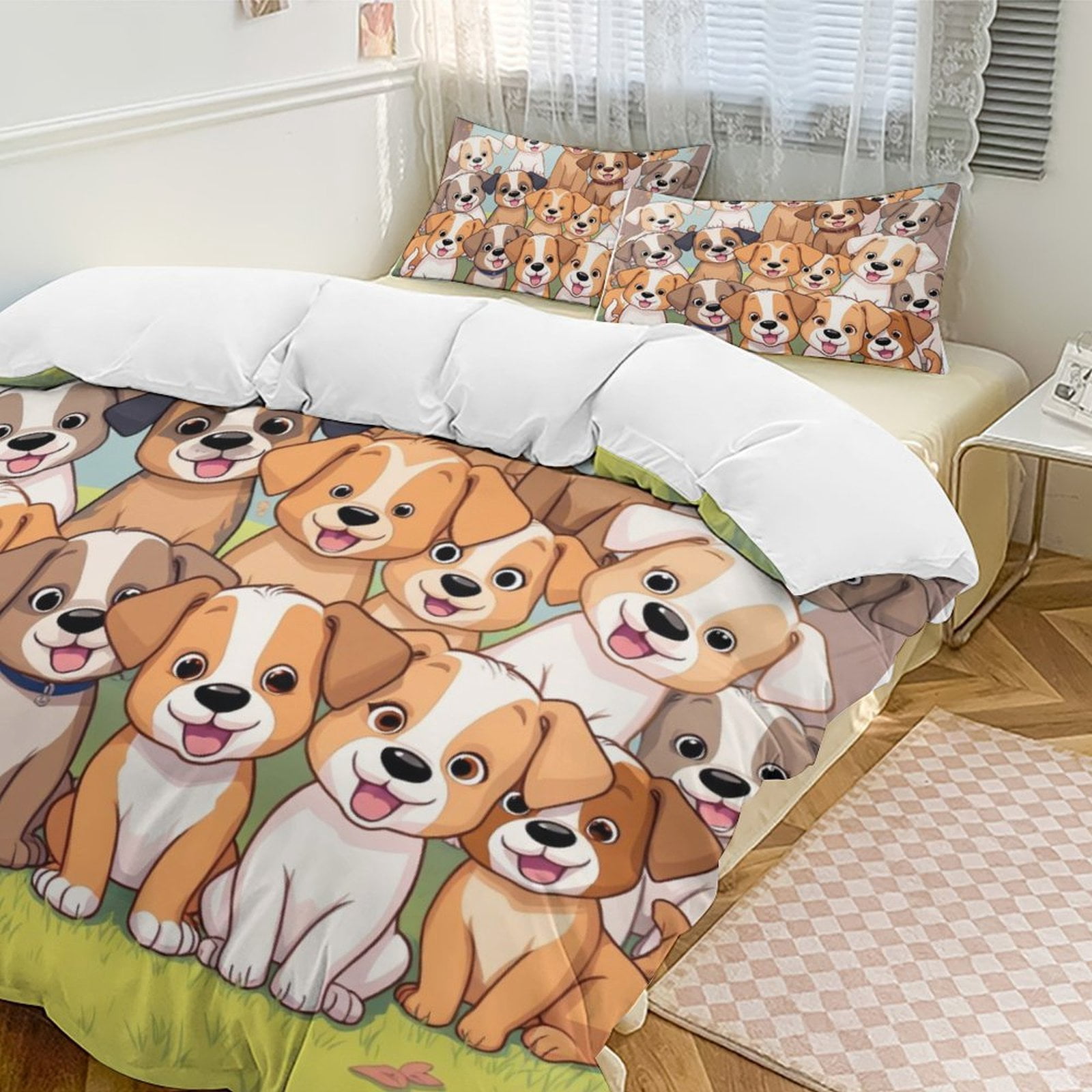 Bedding Set for Boys Women Men Modern Cute Puppy Pileup Polyester ...