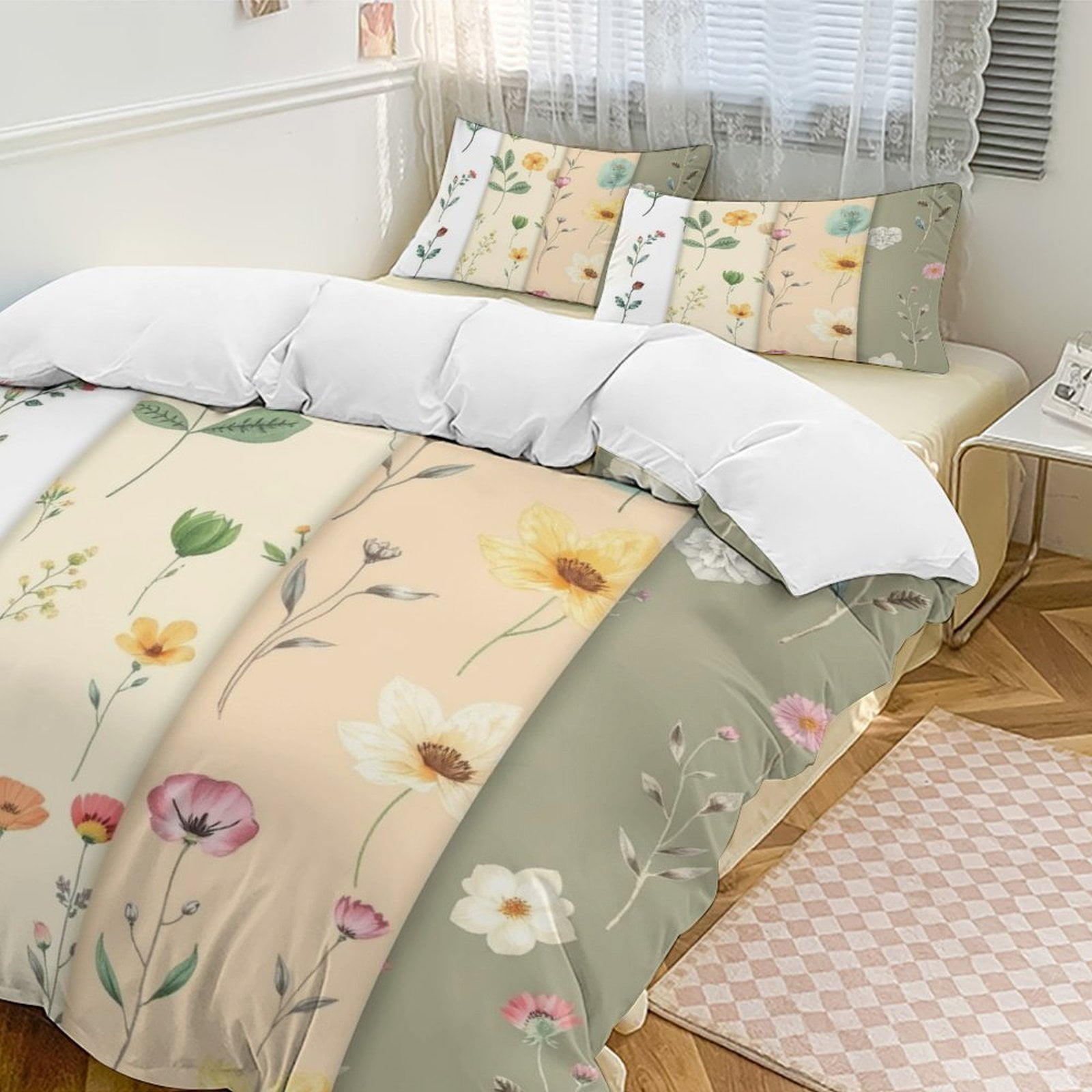 Bedding Set for Boys Women Men Modern Floral Pattern Designs Polyester ...