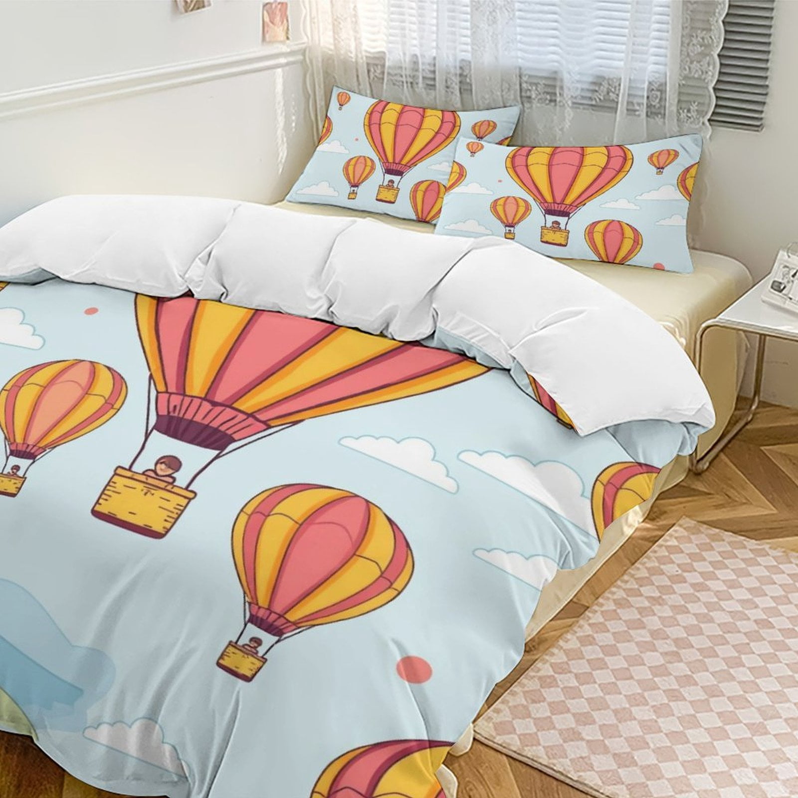 Bedding Set for Boys Women Men Modern Hot Air Balloon Polyester ...