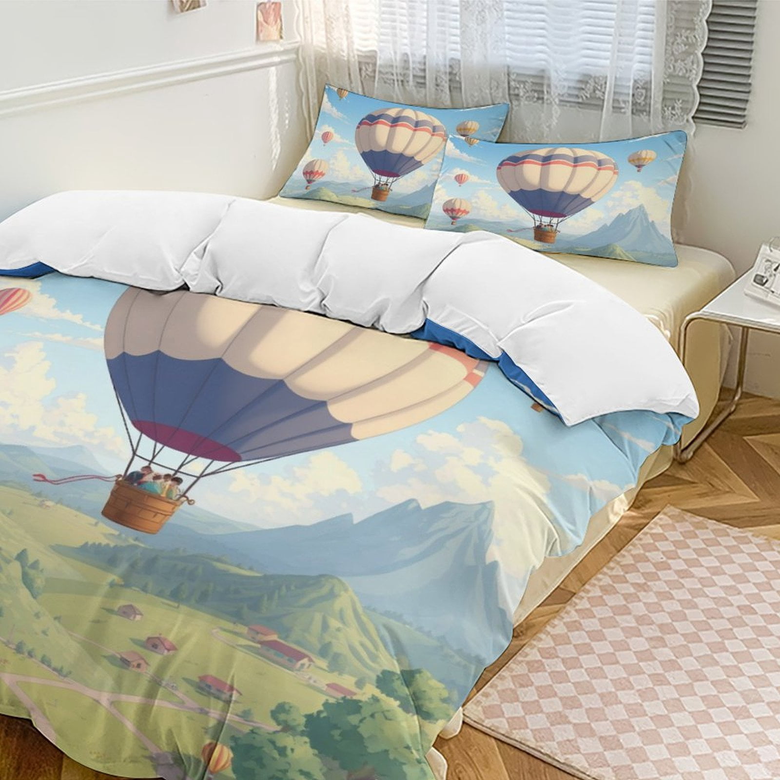 Bedding Set for Boys Women Men Modern Hot Air Balloon Polyester ...