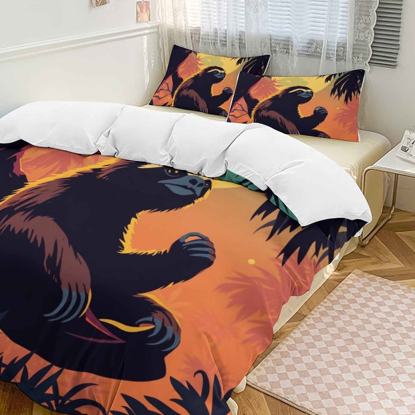Bedding Set for Boys Women Men Modern Sloth Moon Jungle Polyester ...