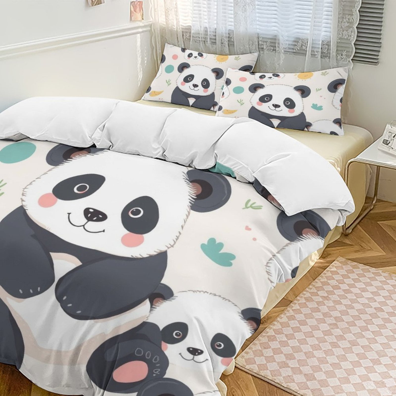 Bedding Set for Women Men Modern Cute Panda Pattern Polyester Comforter ...