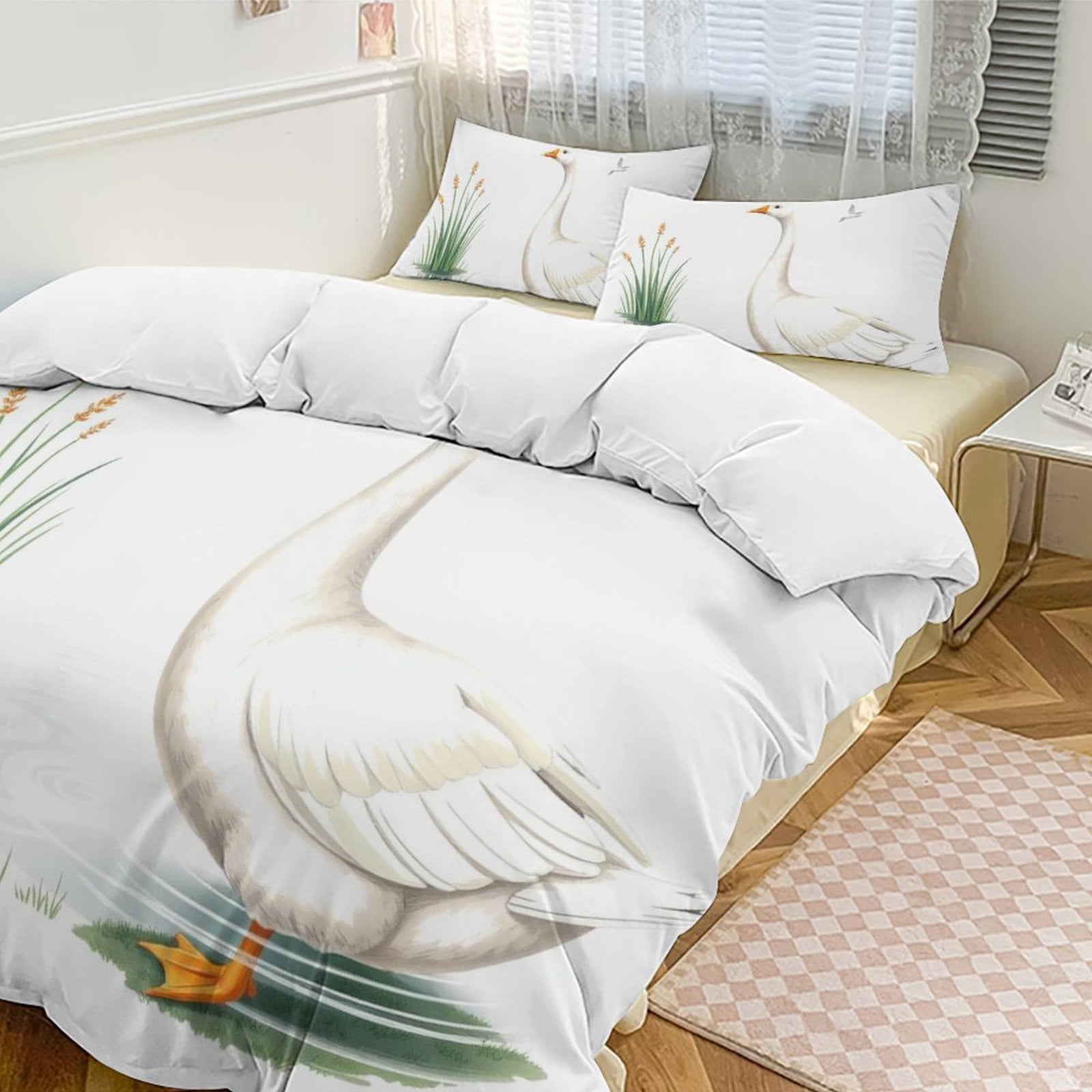 Bedding Set for Women Men Modern White Goose by Water Polyester ...