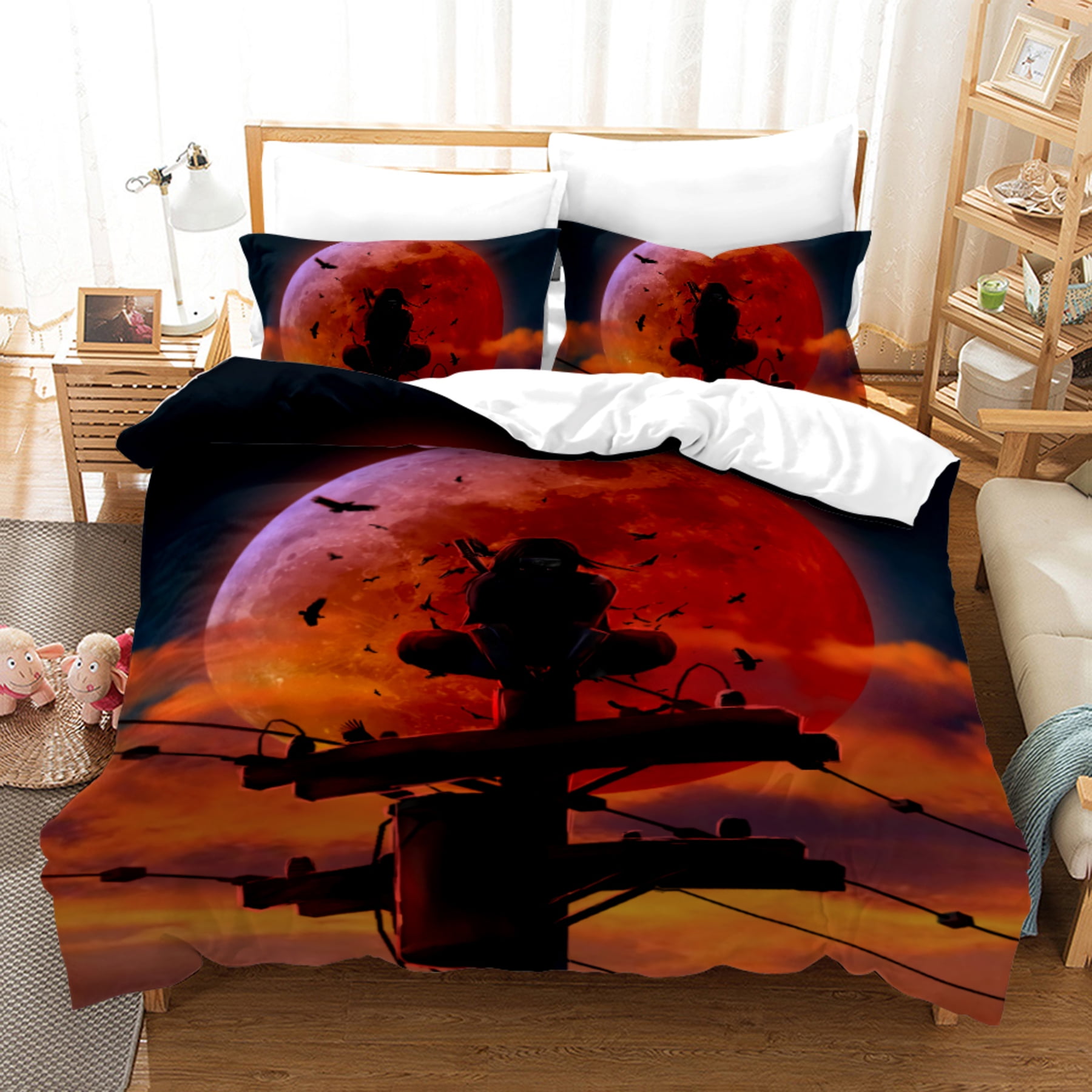 Bedding Set with Mysterious Character & Blood-Red Moon - Dramatic ...