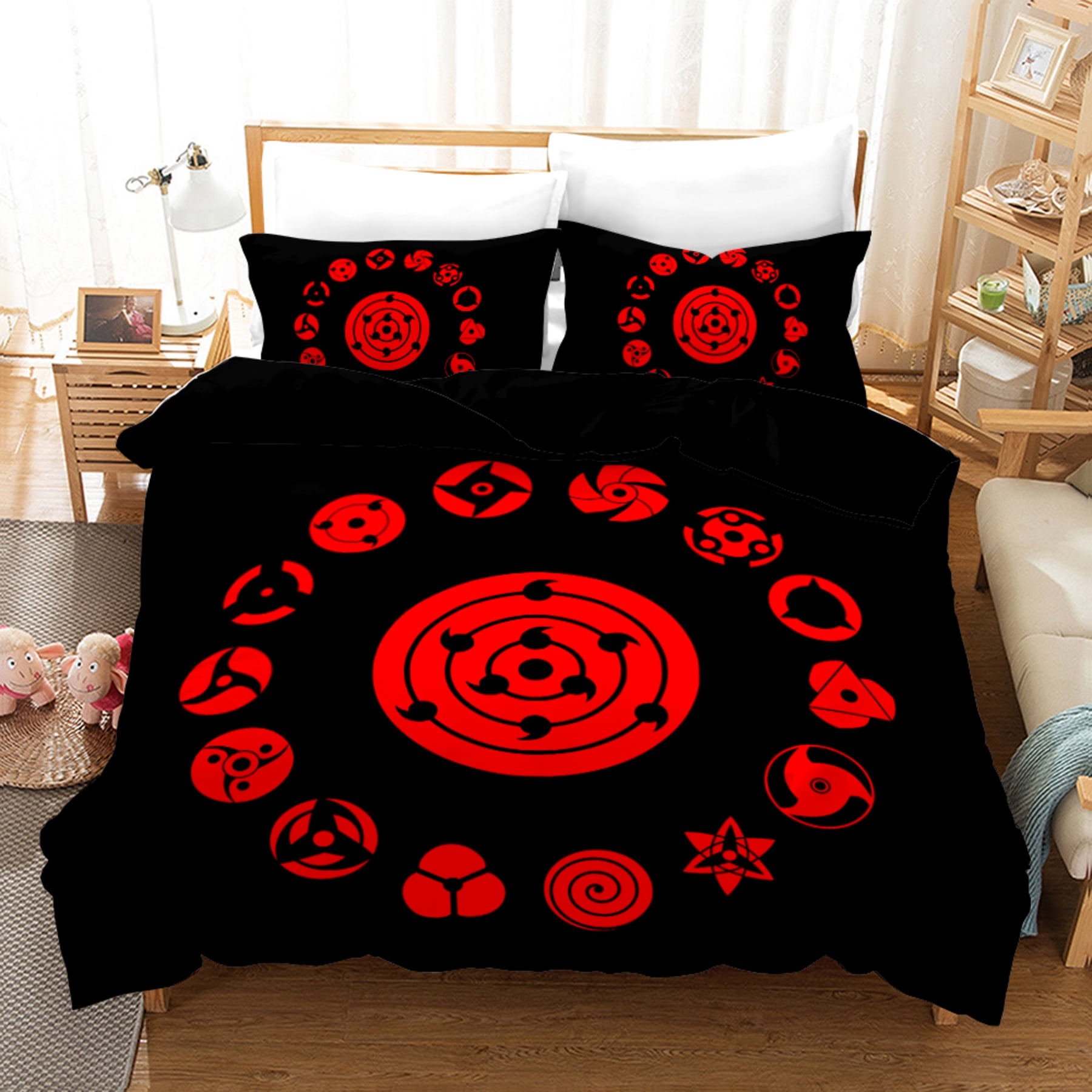 Bedding Set with s - Dark Background Red Unique Pattern Perfect for ...