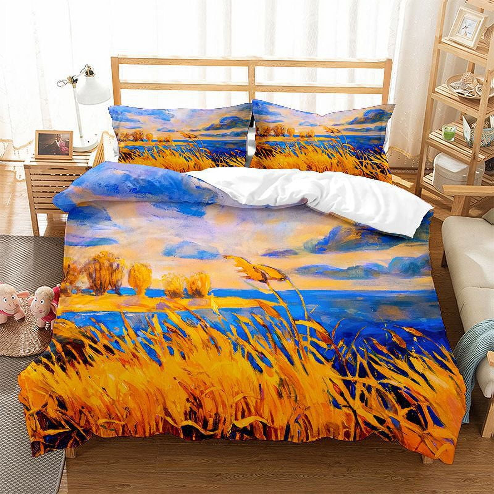 Bedding Sets 3D Oil Painting Printed Duvet Cover Set, Cotton Soft Silky ...