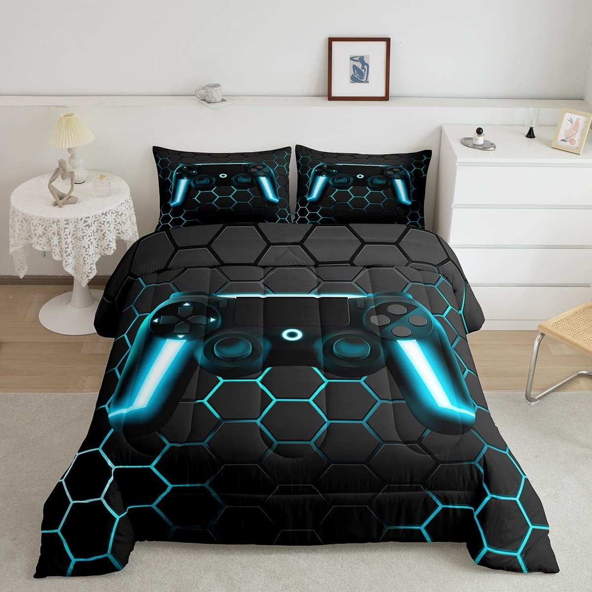 Bedding Sets for Boys,Gaming Comforter Set Full,Kids Gamer Duvet Set ...