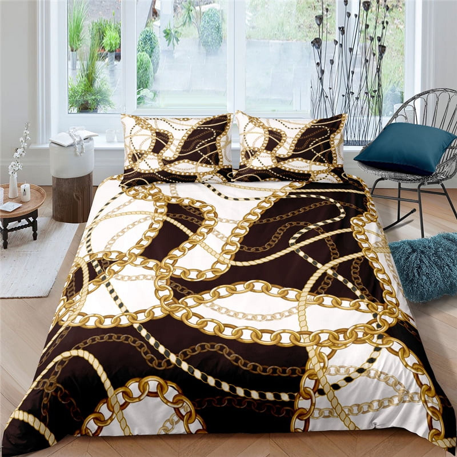 Bedding Sets Luxury 3D Baroque Gold Chain Print 2/3Pcs Kids Aldult ...