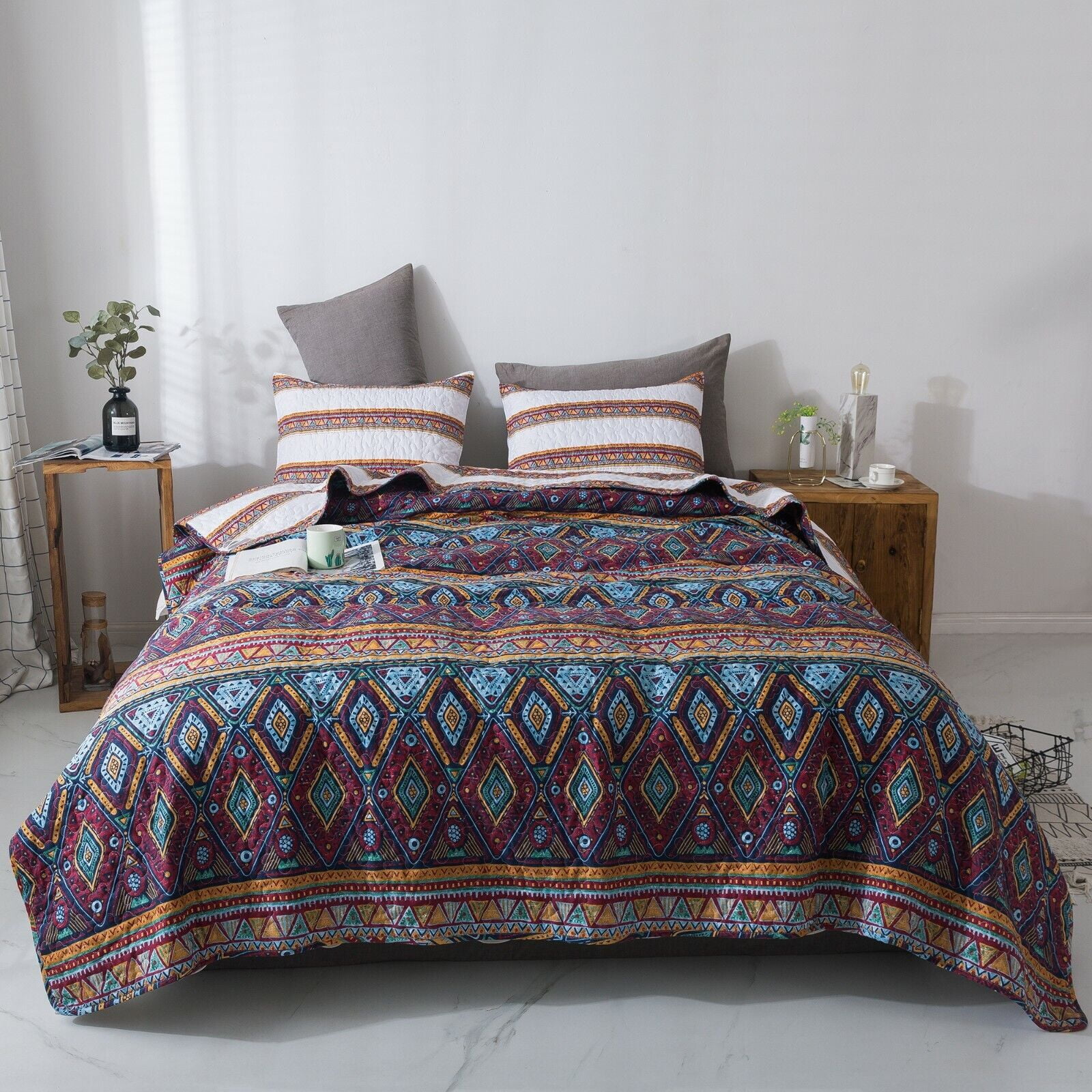 Bedding Southwestern Aztec Bohemian Desert Tribal Quilted Bedspread Set ...