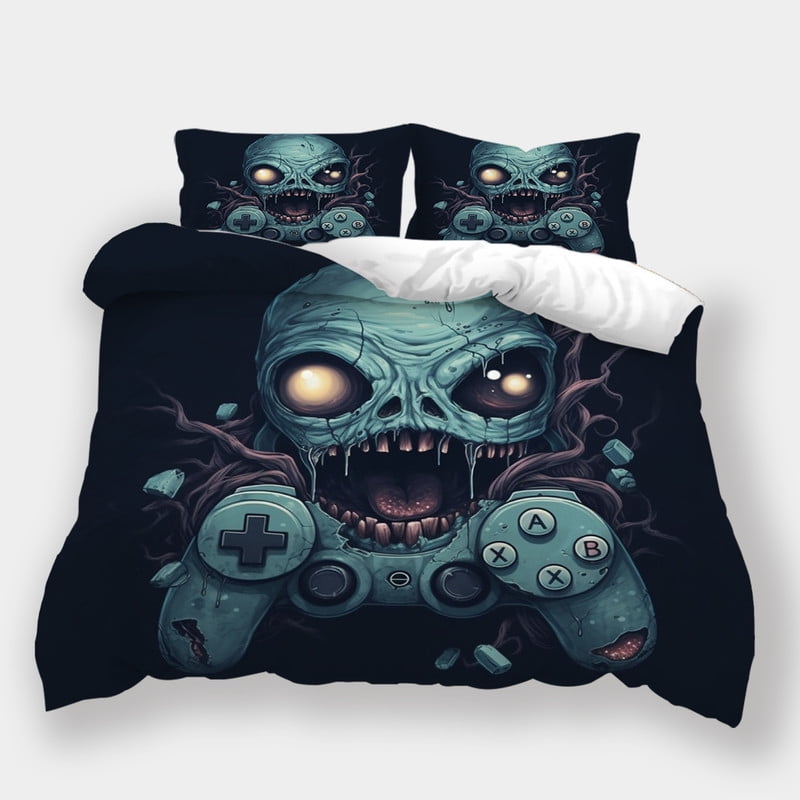 Bedding Suit Gamepad Zombie Skull Printed Duvet Cover Set Teen Adult ...
