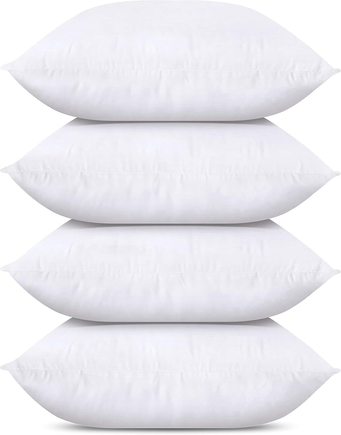 Bedding Throw Pillows (Set of 4, White), 17x 17 Inches Pillows for Sofa ...