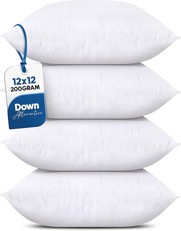 Bedding Throw Pillows (Set of 4, White), 18 x 18 Inches Pillows for ...