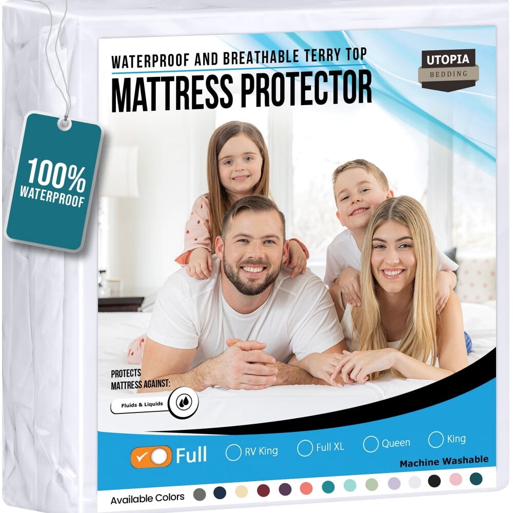 Bedding Waterproof Mattress Protector Full Size,Premium Terry Mattress ...