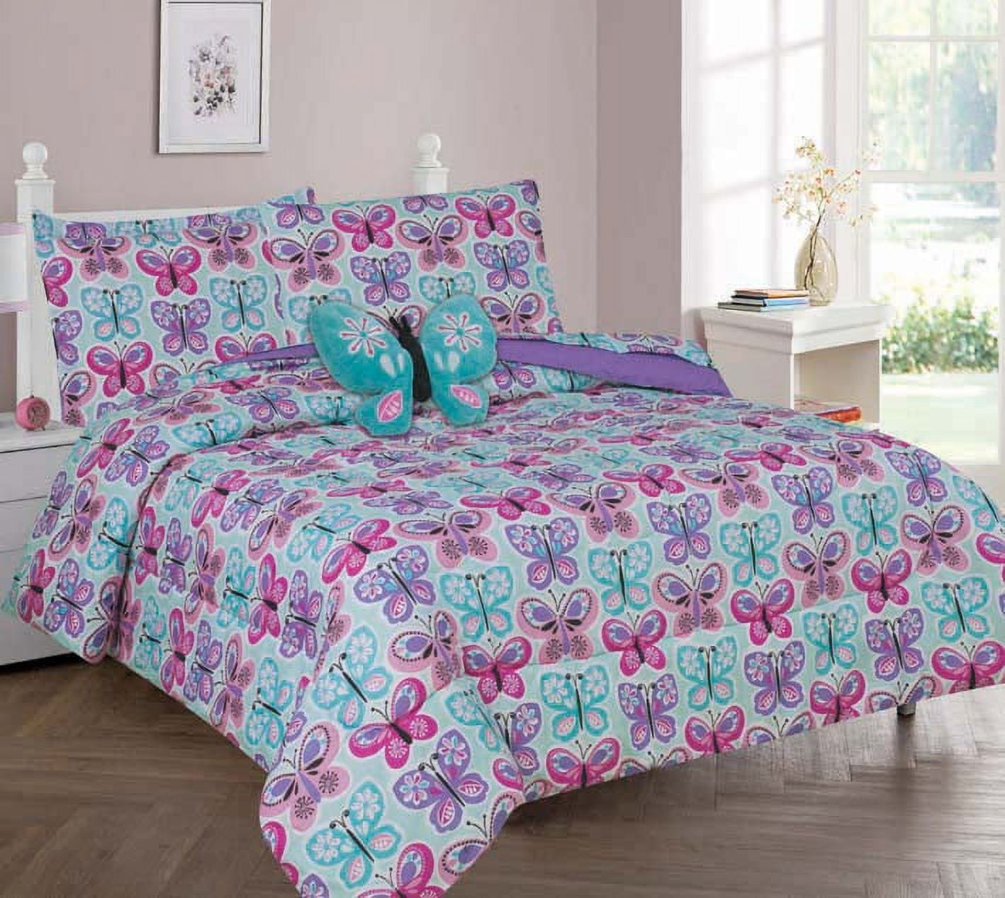 Bedding comforter in full size butterfly turquoise design matching ...