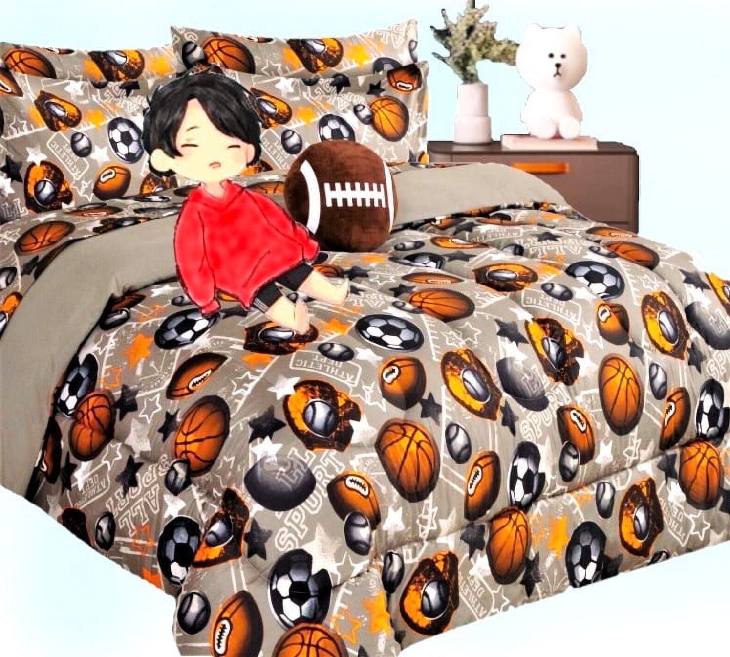 Walmart Twin Size 6pc Football Bedding Set with Plushie Toy and ...
