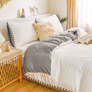 Geometric Arch Pattern Tufted Microfiber Duvet Cover Set Beige Boho ...