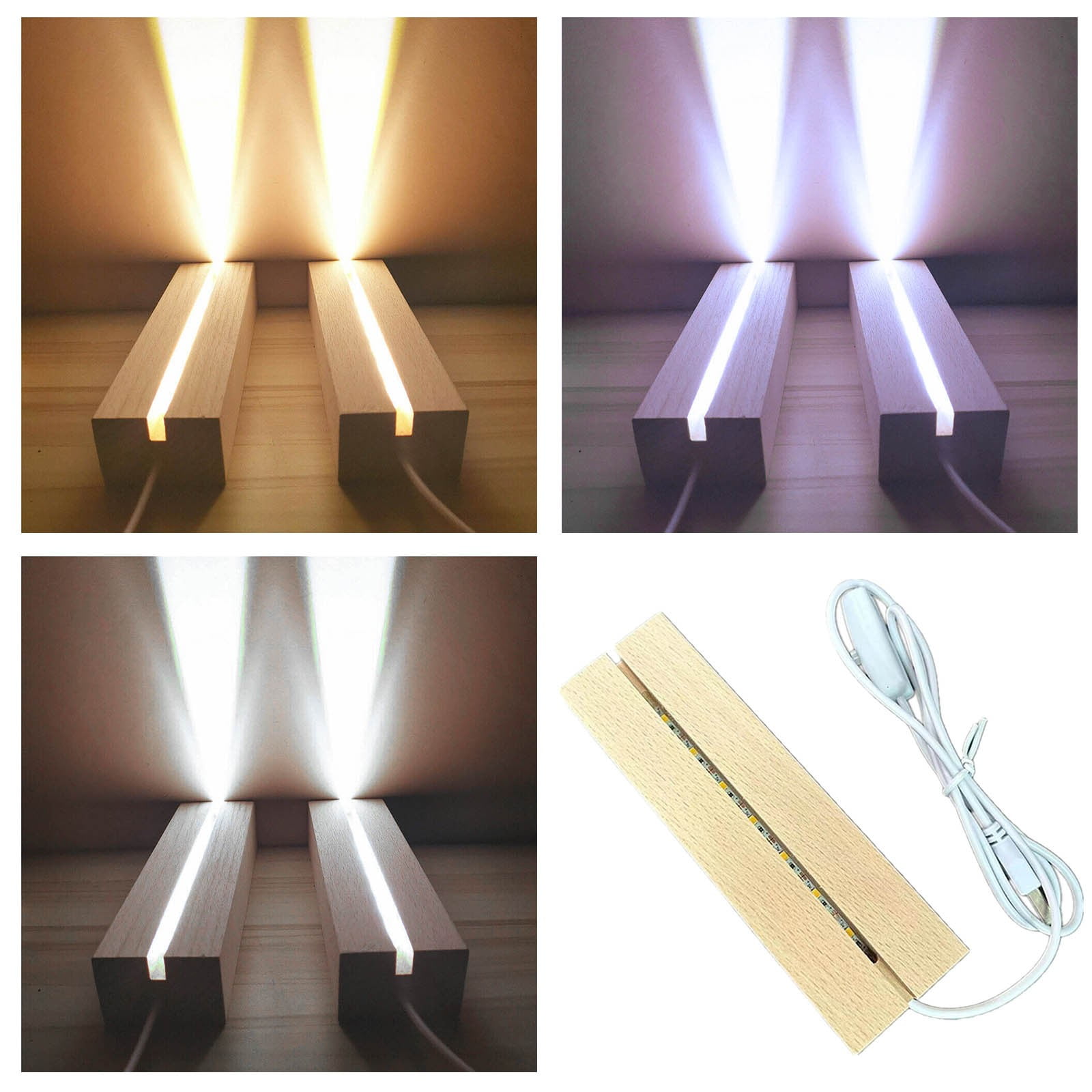 BeddingRectangle Light Display Base Wooden Stand Wood Night Lights ...