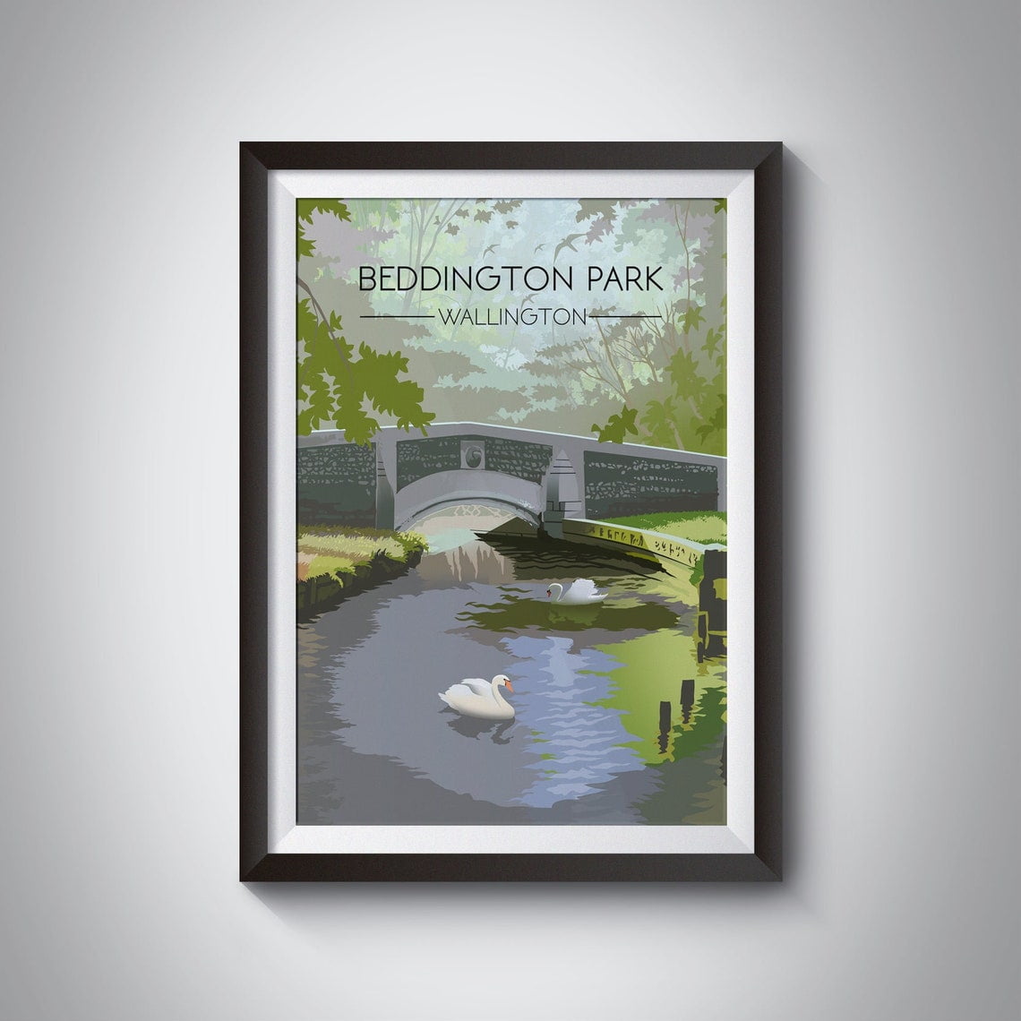 Beddington Park Wallington Travel Poster, The Grange, River Wandle ...