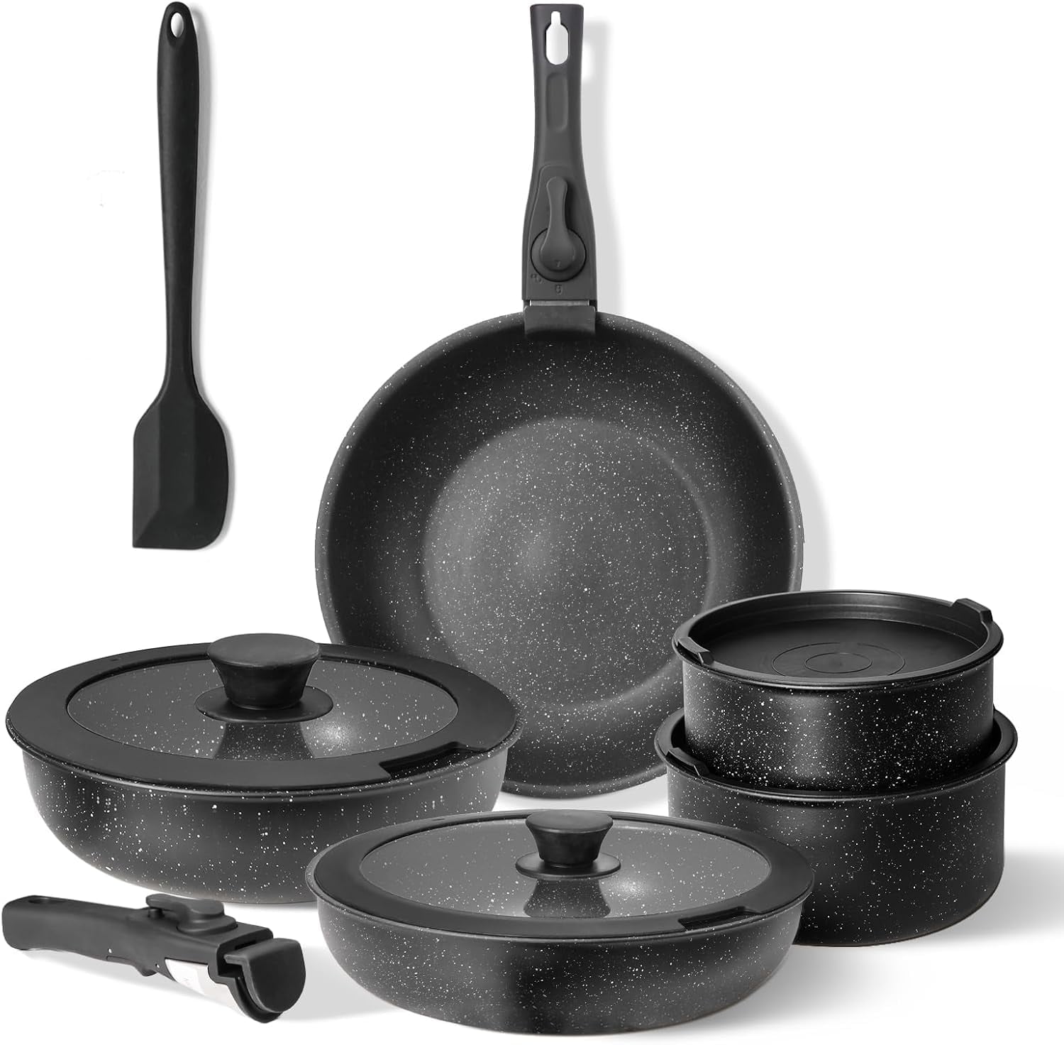 Beddle 12-Piece Pots and Pans Set Non Stick, Cookware Set with ...