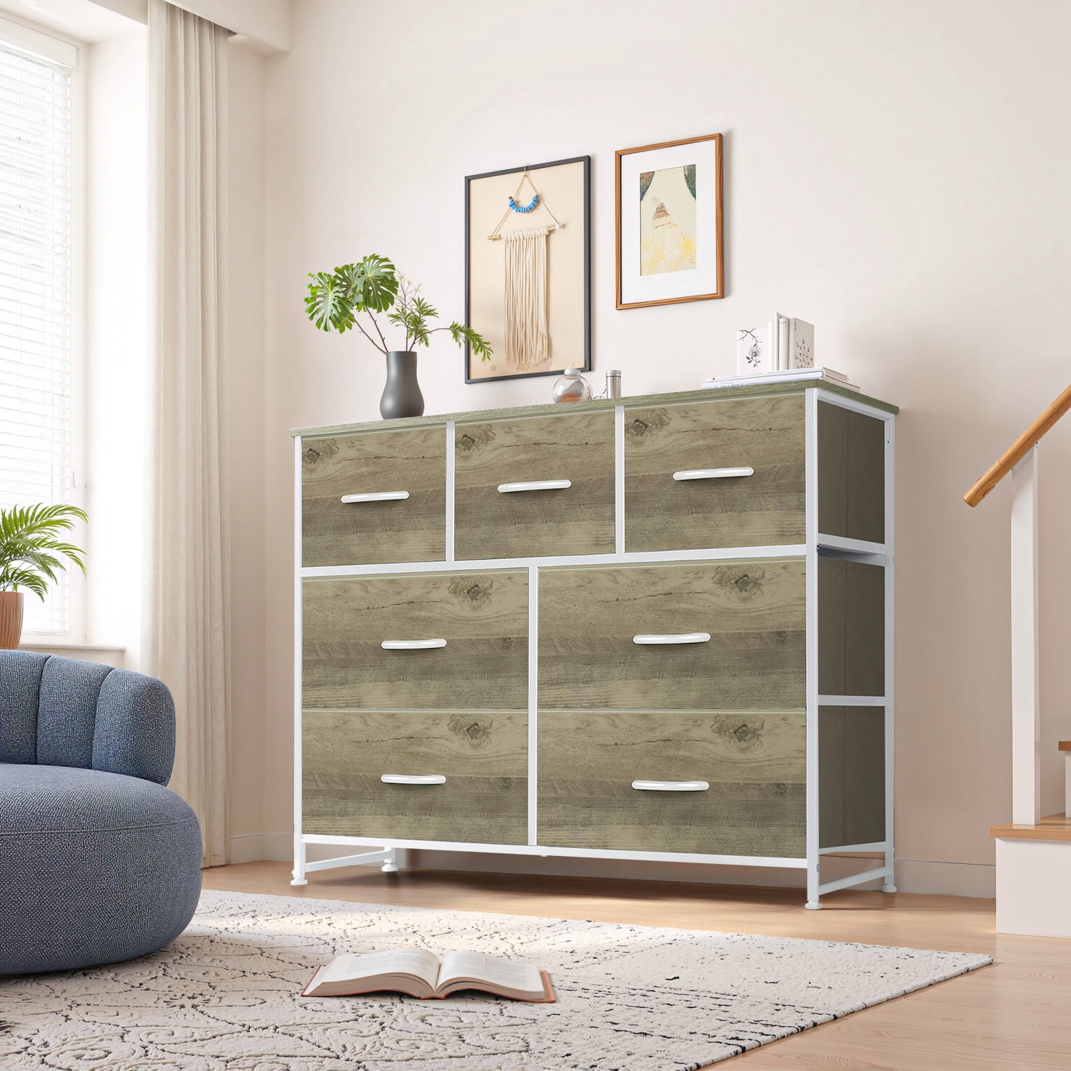 Beddle Dresser with 7 Fabric Drawers for Bedroom, Wide Storage Chest ...