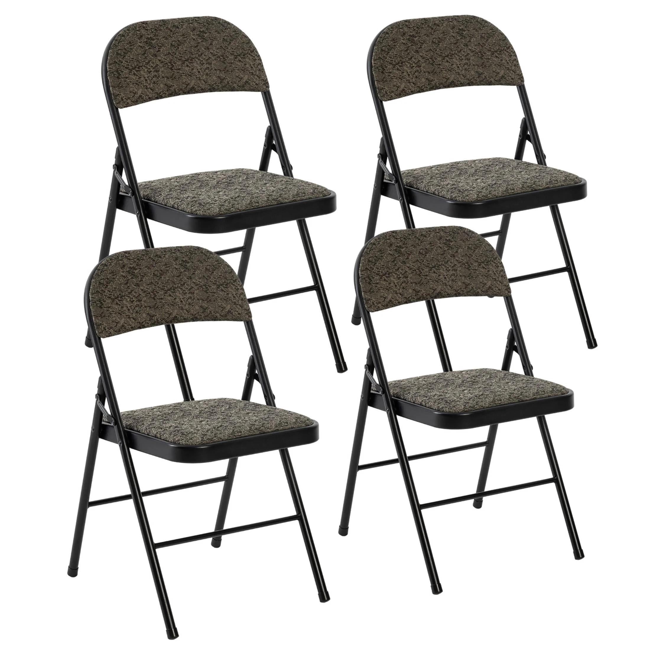 Beddle Folding Chairs, 4-Pack Fabric Padded Seat and Back Dining Chairs ...