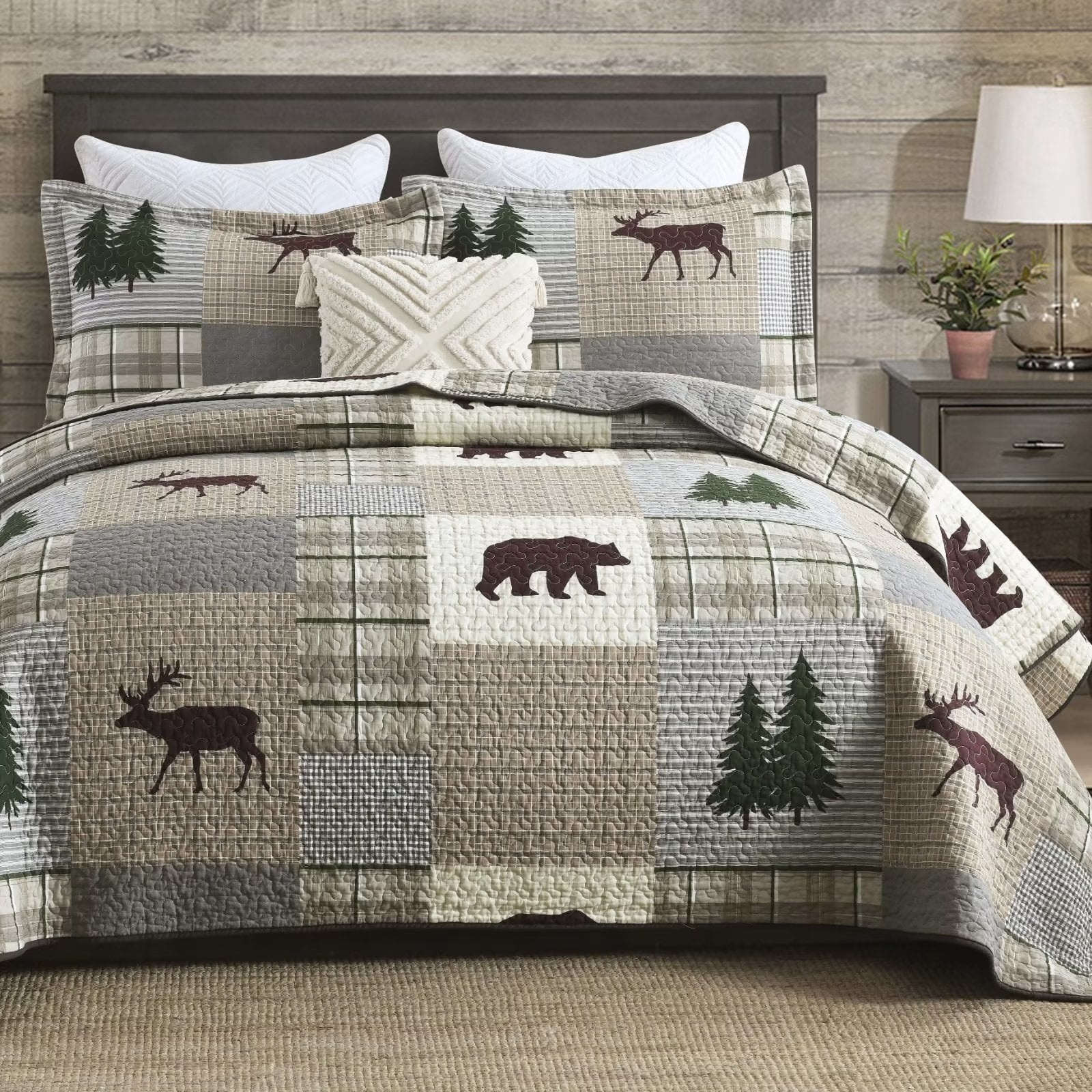 Bedduvit King Size Cotton Quilt - Lightweight Rustic Patchwork Plaid ...