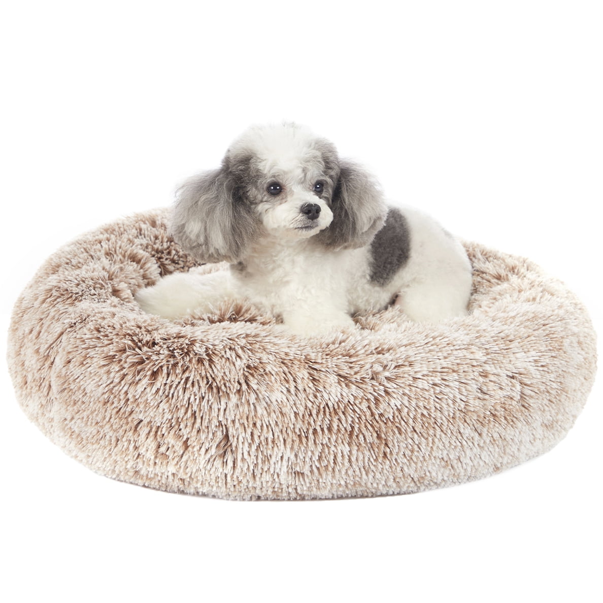 "Large Fluffy Cozy Bedfolks Calming Donut Dog Cat Cuddler Bed, 23 ...