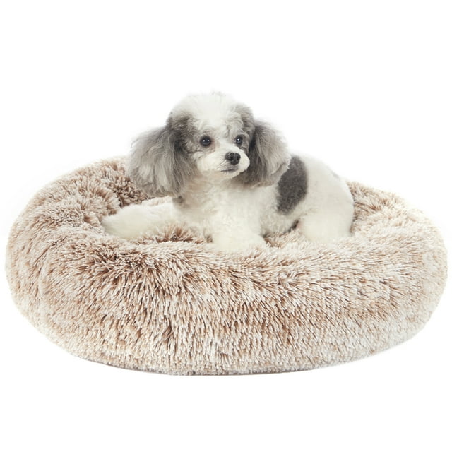 "Large Fluffy Cozy Bedfolks Calming Donut Dog Cat Cuddler Bed, 23 ...