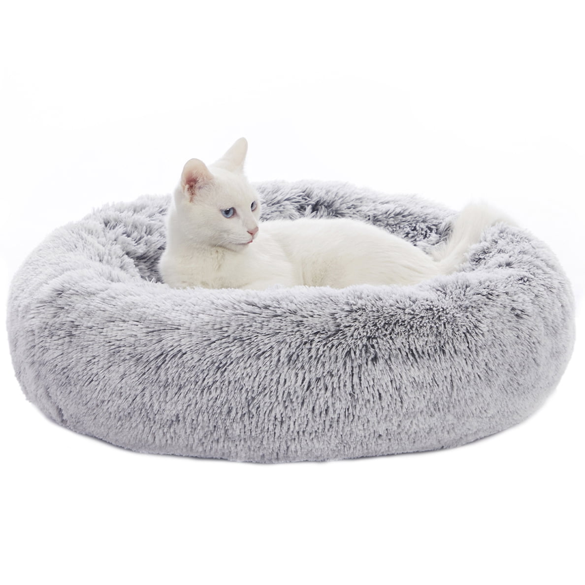 Bedfolks Calming Donut Dog Cat Cuddler Bed, 23" Round Plush Pet Bed for ...