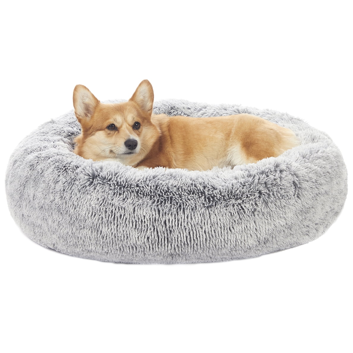 "Bedfolks Luxury Calming Donut Dog Bed, 30"" Round, Plush, Anti-Slip ...