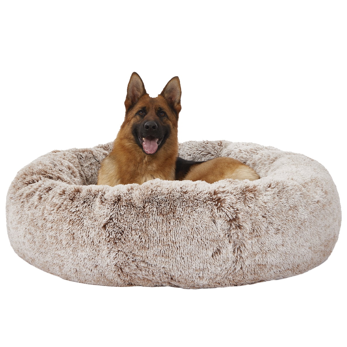 "Bedfolks Calming Plush Pet Bed, 45"" Extra Soft Donut Dog Cuddler for ...