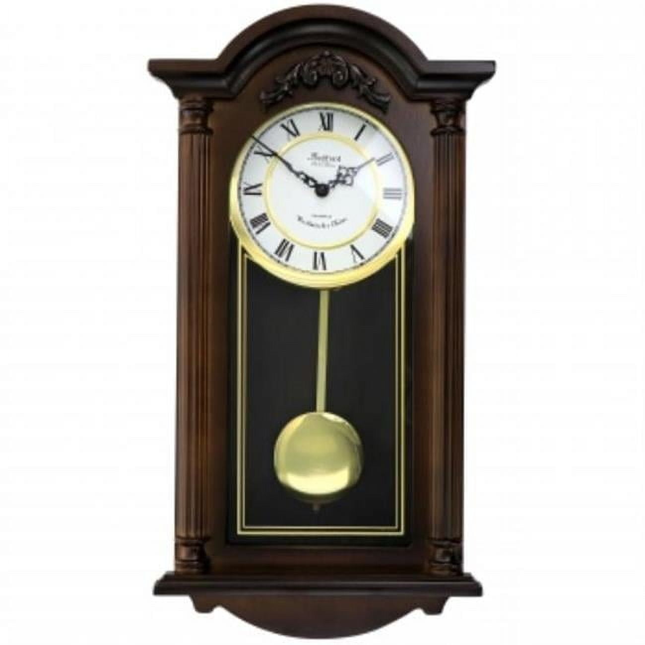 Bedford Clock Collection 22 in. Noah Wood Chiming Pendulum Wall Clock ...