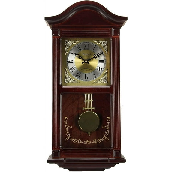 Bedford Clock Collection BED1423MAH Small Wood Wall Clock with Brass ...