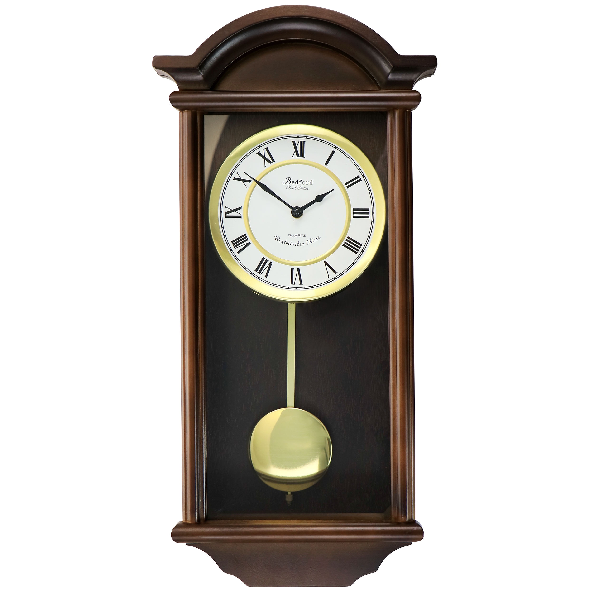 Bedford Clock Collection George 22 inch Chestnut Brown Wood Chiming ...