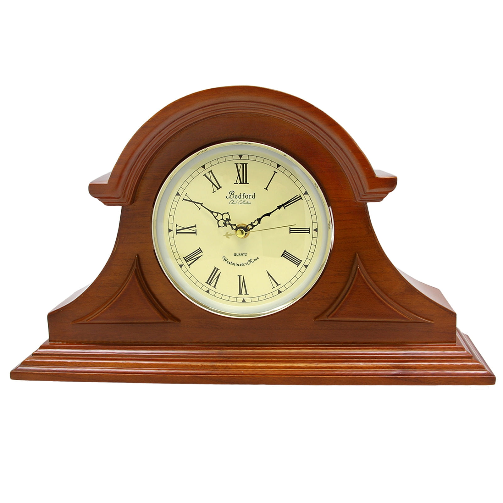 Bedford Clock Collection Mahogany Cherry Mantel Clock with Chimes ...