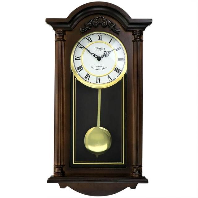Bedford Clock Collection Noah 22 inch Chestnut Brown Wood Chiming ...