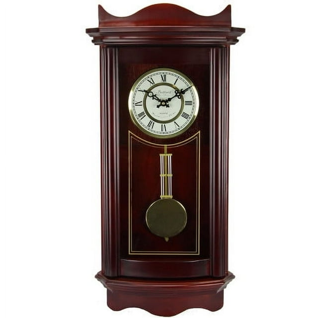 Bedford Clock Collection Weathered Cherry Wood 25" Wall Clock with ...